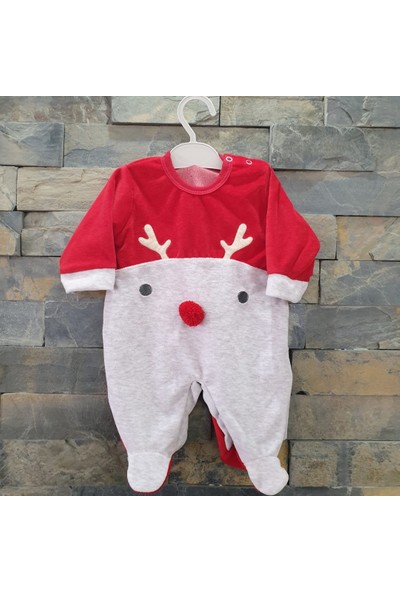 Trendyes Kırmızı Kadife Ayaklı Tulum