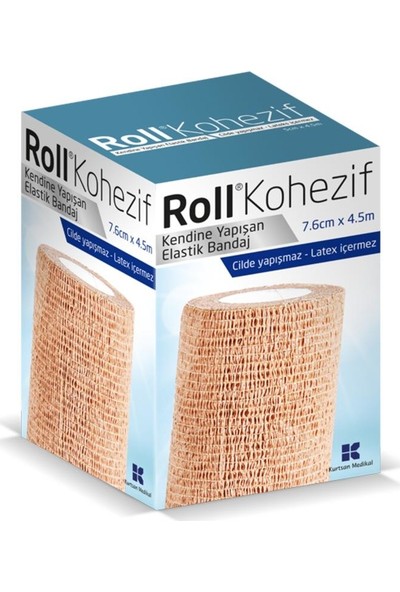 Roll Kohezif Koban Kendinden Yapışkanlı Bandaj 7.6cmx4.5m