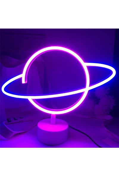 Zemtigo Dekoratif Satürn Gezegen Neon LED Işıklı Masa ve Gece Lambası Zemtigo Dekoratif Satürn Gezegen Neon LED Işıklı Masa ve Gece Lambası