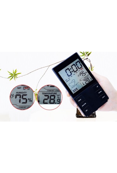 Şifa-i Nur Şifa-Inur LCD Ekranlı Dijital Hava Durumu Isı Nem Ölçer Alarmlı Işıklı Masa Saati Termometre Higrometre Şifa-i Nur Şifa-Inur LCD Ekranlı Dijital Hava Durumu Isı Nem Ölçer Alarmlı Işıklı Masa Saati Termometre Higrometre