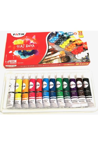 Fatih Tüplü Guaj Boya 12ML x 12 Renk Fatih Tüplü Guaj Boya 12ML x 12 Renk