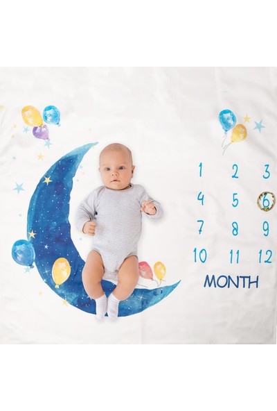 Bebeyami Ay Desenli Aylık Fotoğraf Çekim Battaniyesi