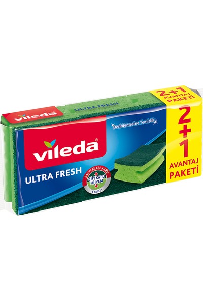 Vileda Ultra Fresh 2 + 1 Oluklu Bulaşık Süngeri