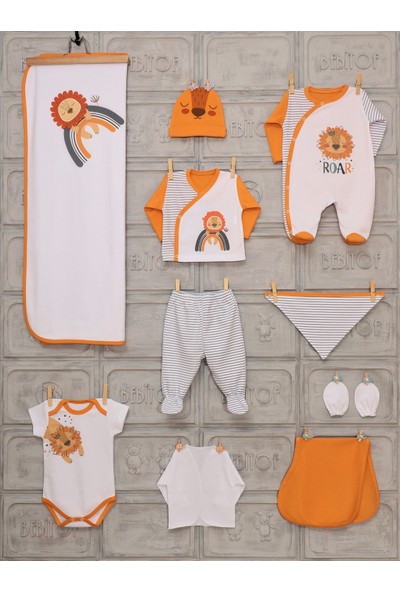 Bebitof Erkek Bebek 0-3 Ay Aslan Motifli Tulumlu 10 Parça Hastane Çıkışı