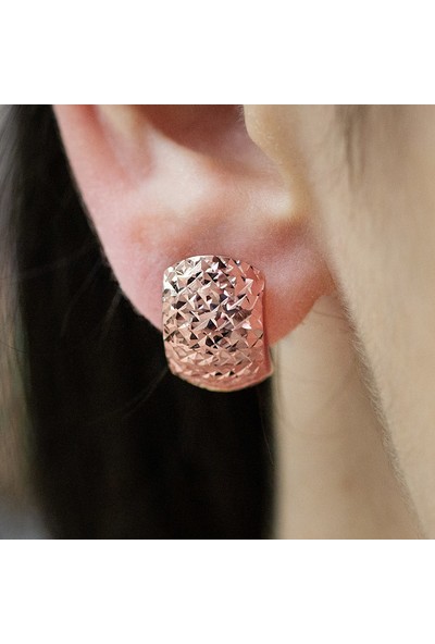 Myra Gold Geniş Kalem Işlemeli Rose Altın Küpe