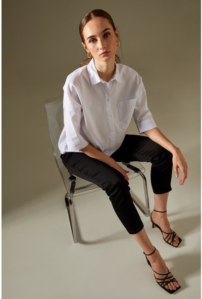 Defacto Hamile Basic Yarım Kollu Oversize Fit Poplin Gömlek U0731AZ21SP Defacto Hamile Basic Yarım Kollu Oversize Fit Poplin Gömlek U0731AZ21SP