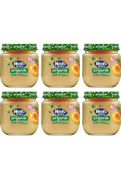 Hero Baby Organik Kayısı Püresi Kavanoz Mama 120GR x 6 Adet Hero Baby Organik Kayısı Püresi Kavanoz Mama 120GR x 6 Adet