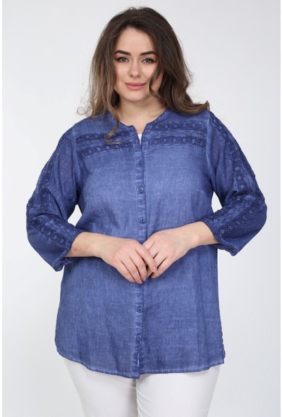 Er Tekstil 110 Felice Bluz V Yaka Truvakar Kol Dantelli