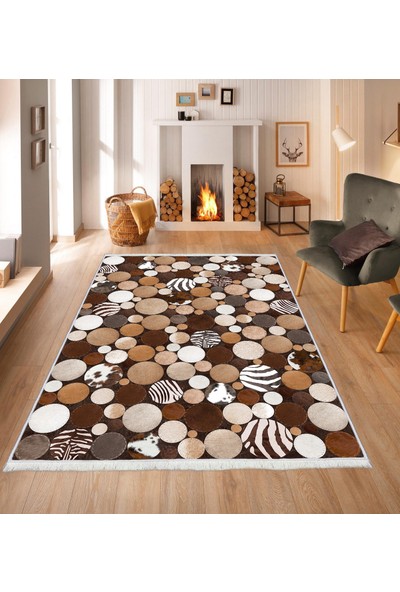Benzahome Dijital Baskılı Deri Taban Halı