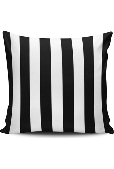 Kırlent Dünyası Siyah Çizgili Desenli Dijital Baskılı Kırlent Kılıfı Kırlent Dünyası Siyah Çizgili Desenli Dijital Baskılı Kırlent Kılıfı