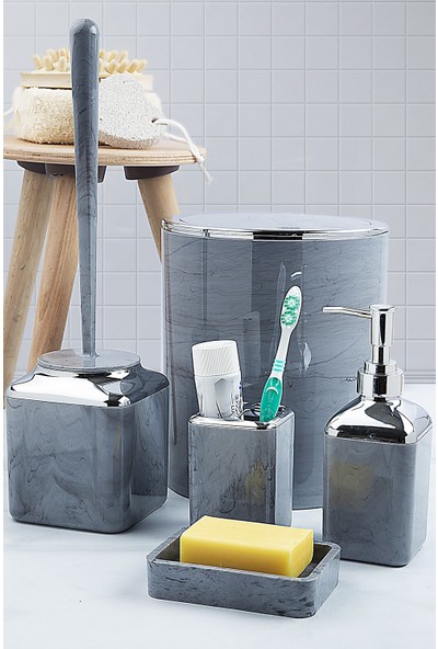 Vip Gross 5 Parça Gri Akrilik Banyo Seti Vip Gross 5 Parça Gri Akrilik Banyo Seti
