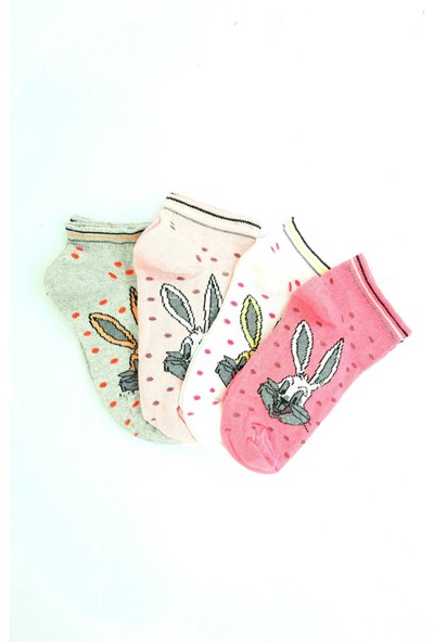 Black Arden Socks Çok Renkli 11-12 Yaş Kız Çocuk Patik Çorap 4'lü BT-0099