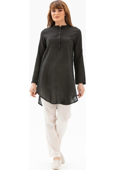 Eliş Şile Bezi Akasya Tunik Füme