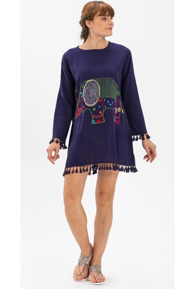 Eliş Şile Bezi Filli Tunik Mor