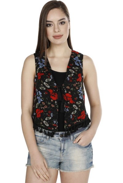 Eliş Şile Bezi Otantik Vual Yelek Siyah