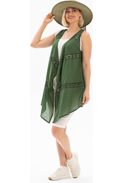 Eliş Şile Bezi Kumsal Vual Yelek Yeşil