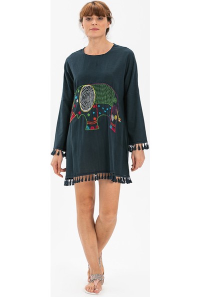 Eliş Şile Bezi Filli Tunik Petrol