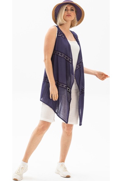 Eliş Şile Bezi Kumsal Vual Yelek Mor