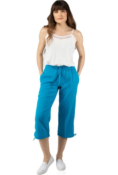 Eliş Şile Bezi Kadın Kapri Turkuaz