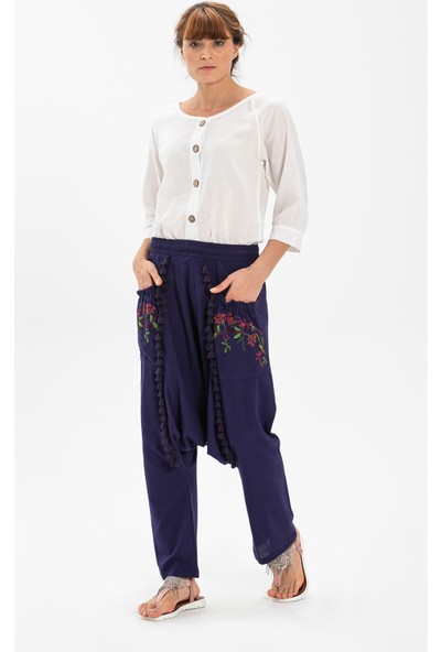 Eliş Şile Bezi Asos Şalvar Mor