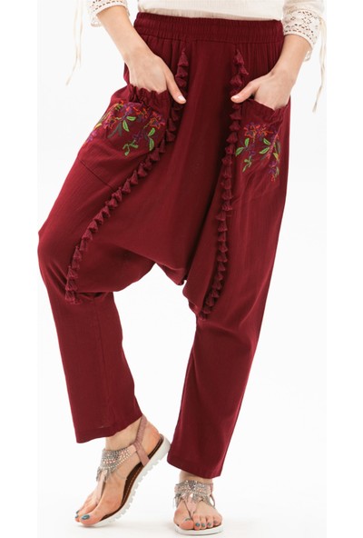 Eliş Şile Bezi Asos Şalvar Bordo