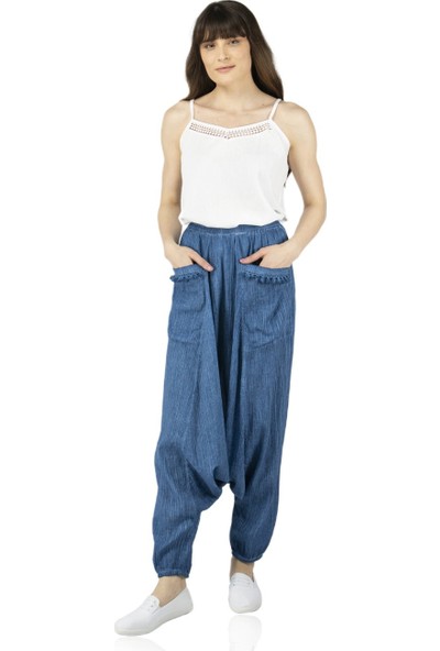 Eliş Şile Bezi Mısra Şalvar Indigo