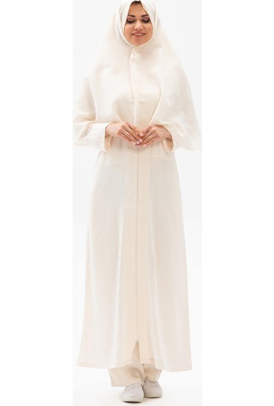 Eliş Şile Bezi Umre Başörtüsü Krem