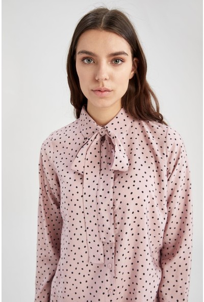 DeFacto Fular Yaka Puantiyeli Gömlek Tunik U3329AZ21SM