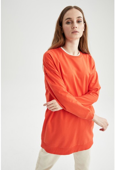 DeFacto Basic Ribana Kollu Oversize Fit Sweat Tunik U5935AZ21SP