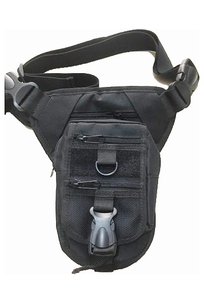 Asker Vadisi Motosiklet Bacak Bel Çantası Siyah