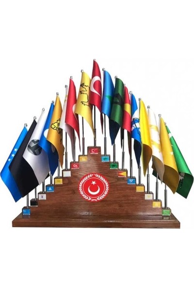 Bayrakal Eski Türk Devletleri Bayrakları + Ahşap Kaidesi Bayrakal Eski Türk Devletleri Bayrakları + Ahşap Kaidesi