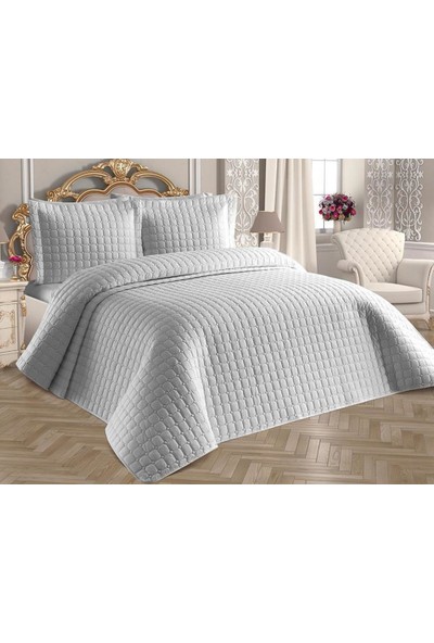 Çeyiz Diyarı Estiva Çift Kişilik Yatak Örtüsü Gri