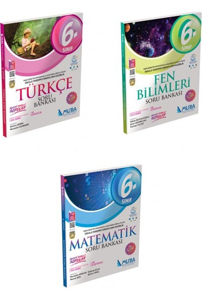 Muba Yayınları 6. Sınıf Türkçe, Matematik ve Fen Bilimleri Soru Bankası Seti