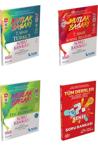Muba Yayınları 7. Sınıf Mutlak Başarı Türkçe, Sosyal, Fen ve Tüm Dersler Soru Bankası Seti Muba Yayınları 7. Sınıf Mutlak Başarı Türkçe, Sosyal, Fen ve Tüm Dersler Soru Bankası Seti