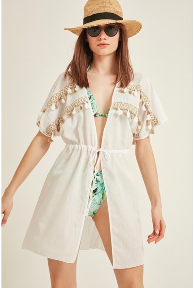 C&city Kadın Pareo Plaj Elbisesi 2002 Beyaz