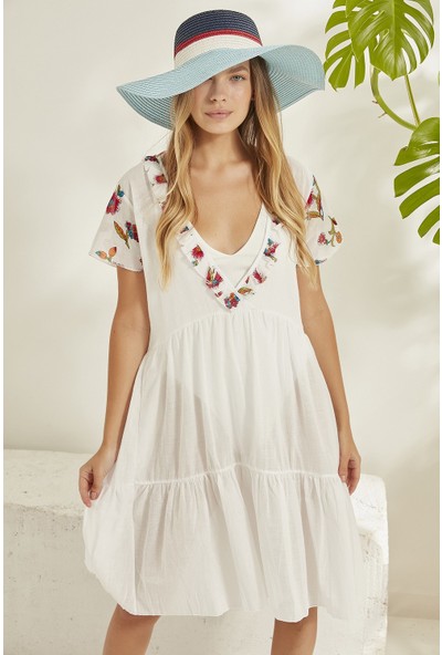 C&city Kadın Pareo Plaj Elbisesi 2016 Beyaz