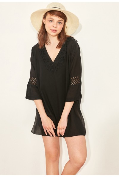 C&city Kadın Pareo Plaj Elbisesi 22121 Siyah