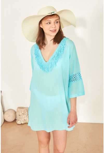 C&city Kadın Pareo Plaj Elbisesi 22121 Turkuaz
