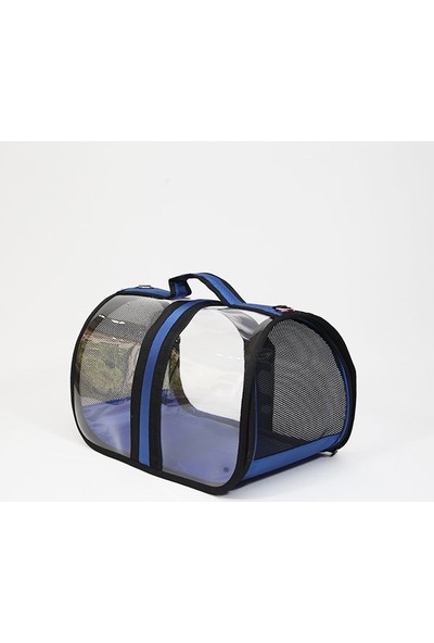Bacco Milano Şeffaf Kedi ve Köpek Taşıma Çantası Mavi