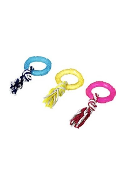 Flamingo Renkli Tırtıklı Ipli Halka Köpek Oyuncağı 8 cm