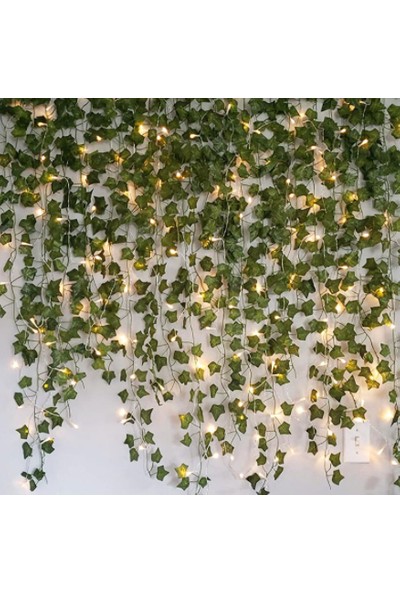 Dekoratif Yeşil Yapraklı Yapay Sarmaşık Gün Işığı Led Işık, 2,3 Mt 30 Led