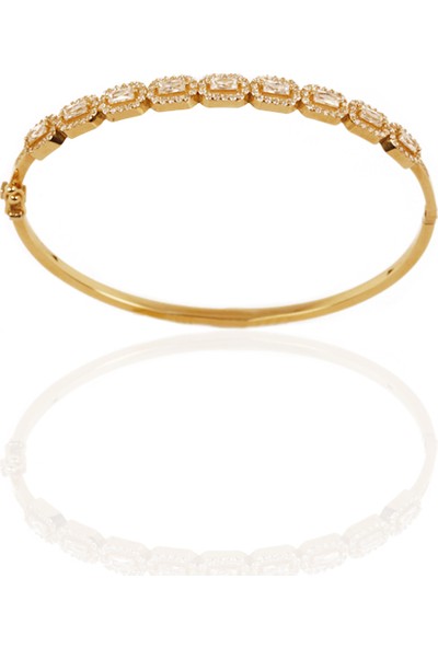 Adil İdil Kuyumculuk Sıralı Baget Taş Detaylı Kelepçe