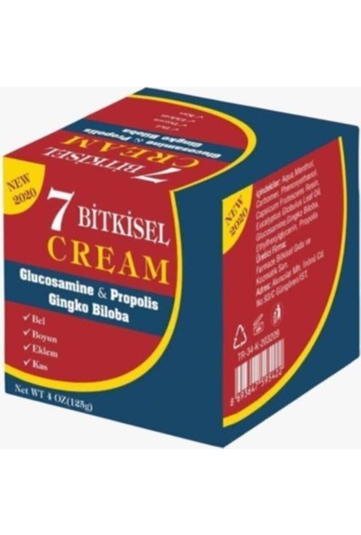 7 Bitkisel Krem Glucosamine Propolis Gingko Biloba 125 gr 7 Bitkisel Krem Glucosamine Propolis Gingko Biloba 125 gr
