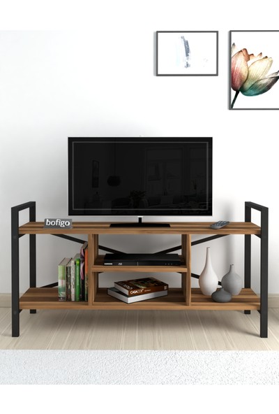 Bofigo Tv Sehpası Raflı Tv Ünitesi Televizyon Sehpası Ceviz