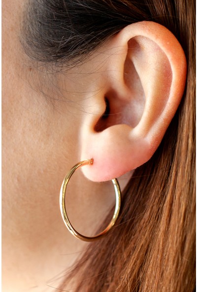 Cenova Kuyumculuk 14 Ayar Altın Taşsız Halka Küpe