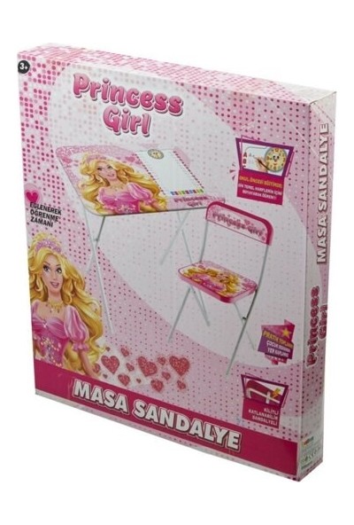 Heticaret Prenses Masa Sandalye - Çocuk Ders Çalışma Masası