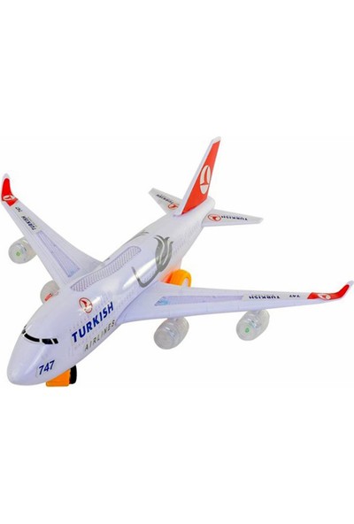 Elifeshop ESCH132TK Thy Airline 747 Işıklı Sesli & Yürüyebilen Oyuncak Uçak Büyük Boy