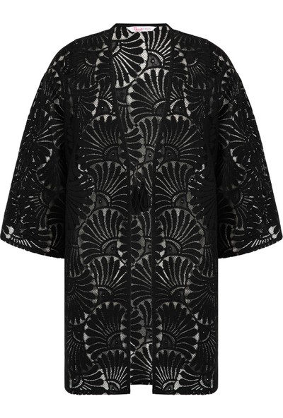 Penti Siyah Natural Lace Kimono