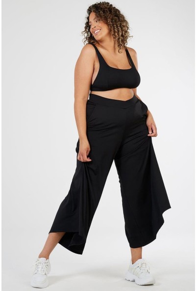 Soufeel Büyük Beden Siyah Kadın Suprem Likralı Salaş Jogger