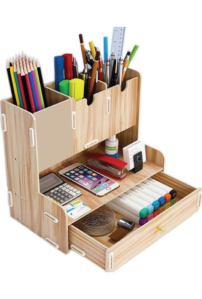 Tikidecors Ahşap Masaüstü Kalemlik Organizer